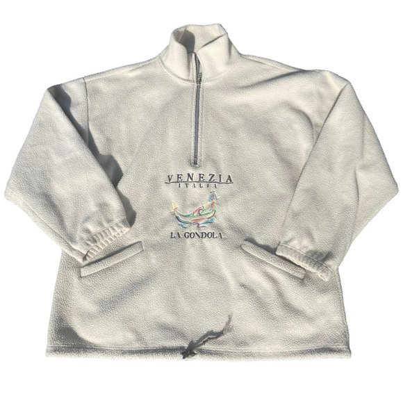 Sweaters | Vtg Embroidered Venice Italy Fleece Pullover Xl | Poshmark